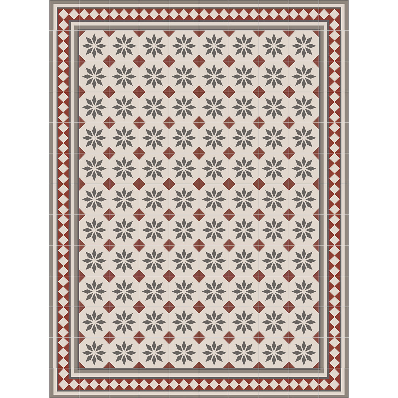 Tapis vinyle Jolie gris/rouge - 100x133 cm - Vente Privée Floorart ...