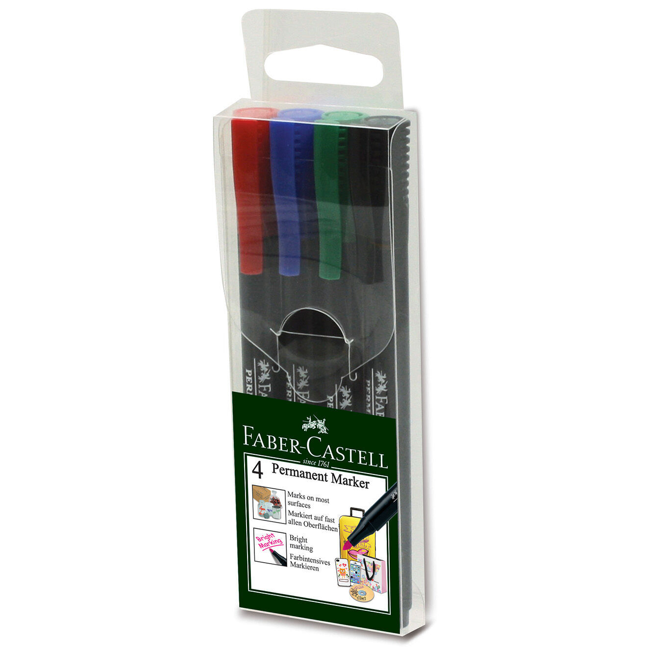 Stylos Marker Slim Permanent rouge/vert/bleu/noir - Vente privée Faber ...