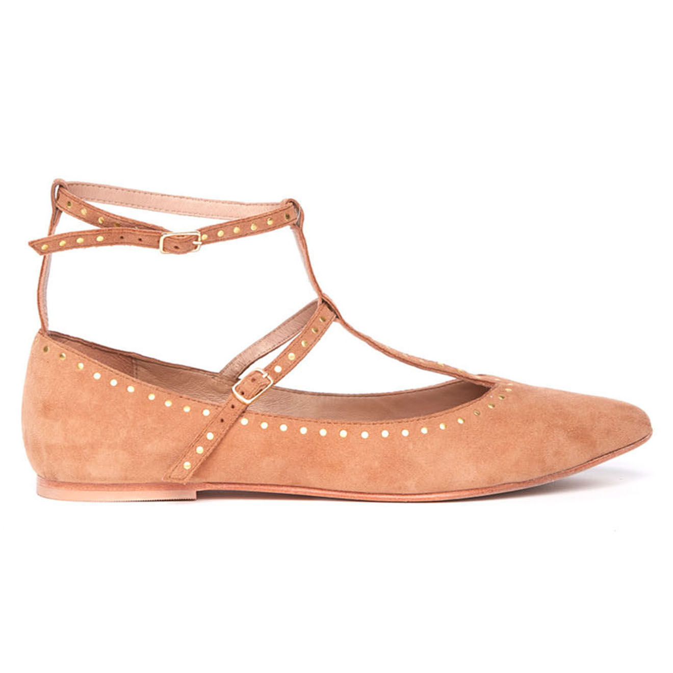 Ballerines en Velours de Cuir Ilvina camel - Vente privée Bellerose ...