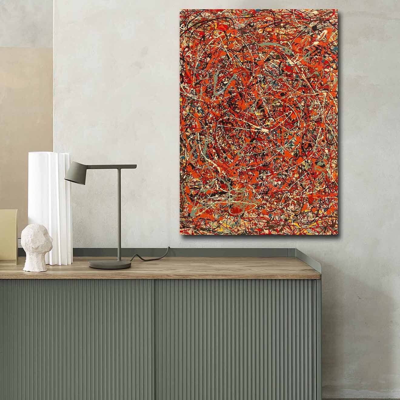 Tableau reproduction Jackson Pollock orange - 70x100 cm - Vente Privée ...