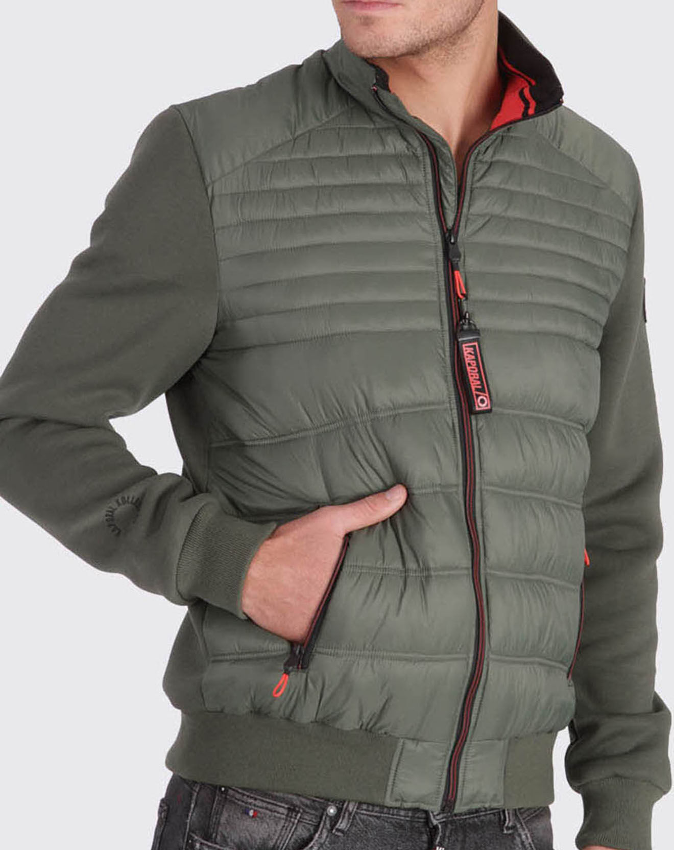 Veste bi-matière matelassée Caba kaki - Vente Privée Kaporal 5 - Bazarchic