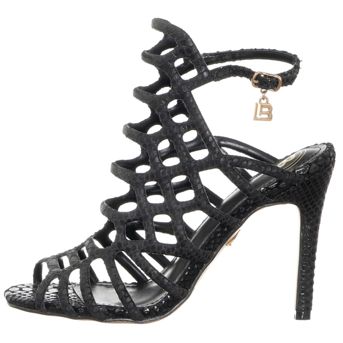 Sandales Kim python noires - Talon 10 cm - Vente privée Laura Biagiotti ...