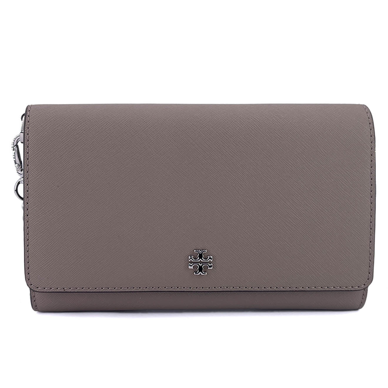 Pochette en Cuir Emerson gris - 13x20x3 cm - Vente privée Tory Burch - BazarChic
