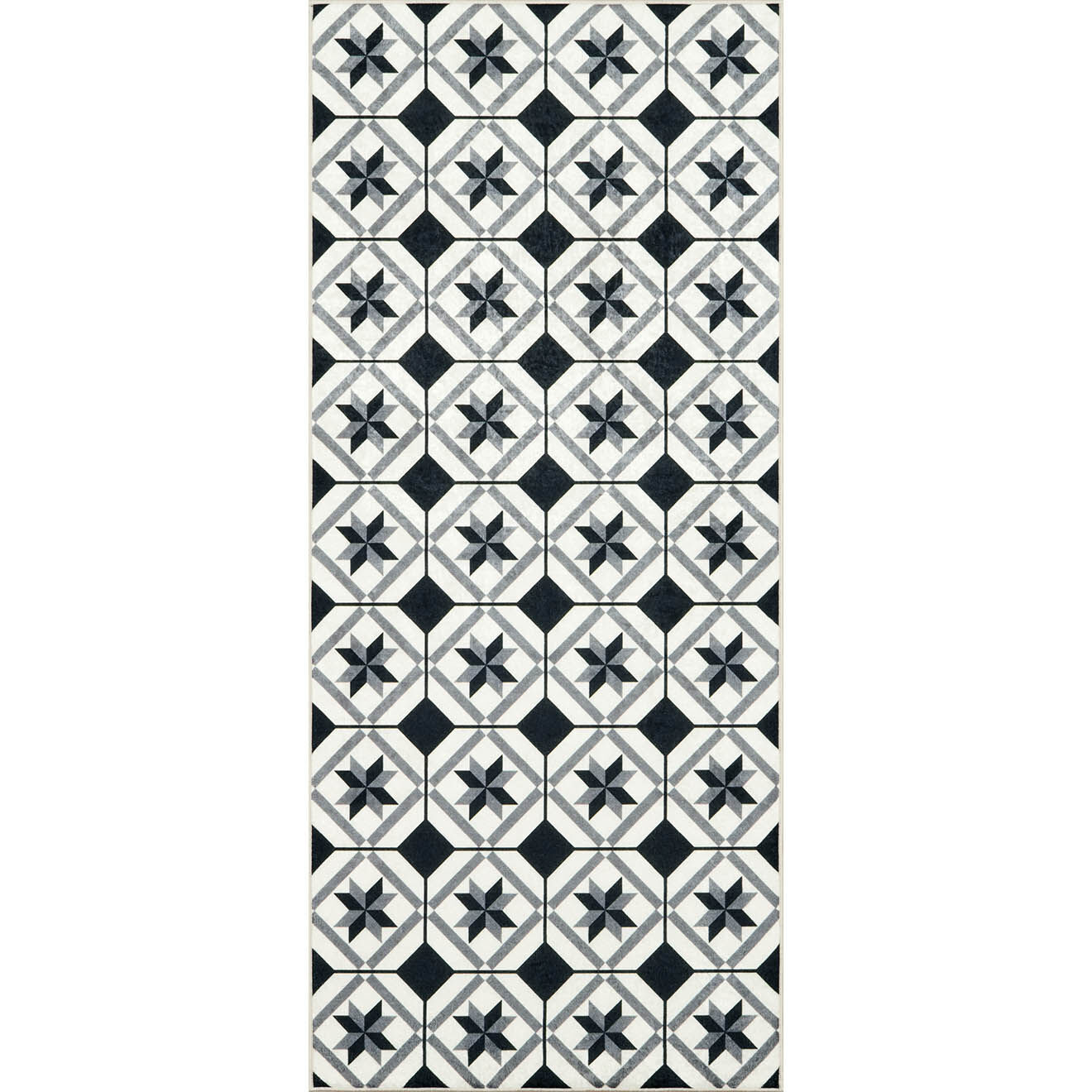 Tapis Azulejo 754 noir - 50x100 cm - Vente privée Nazar Rugs - BazarChic