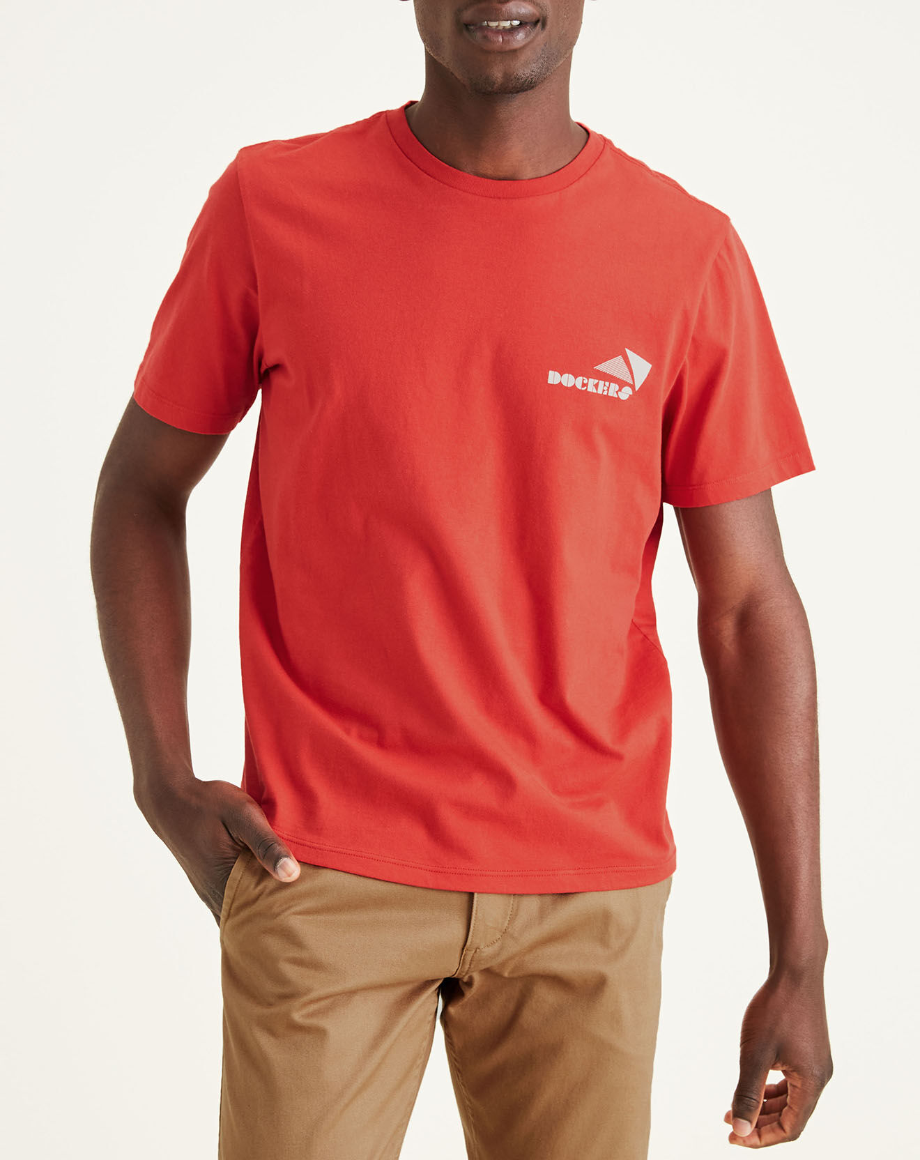 T-Shirt 100% Coton Bio Logo rouge - Vente Privée Dockers - BAZARCHIC