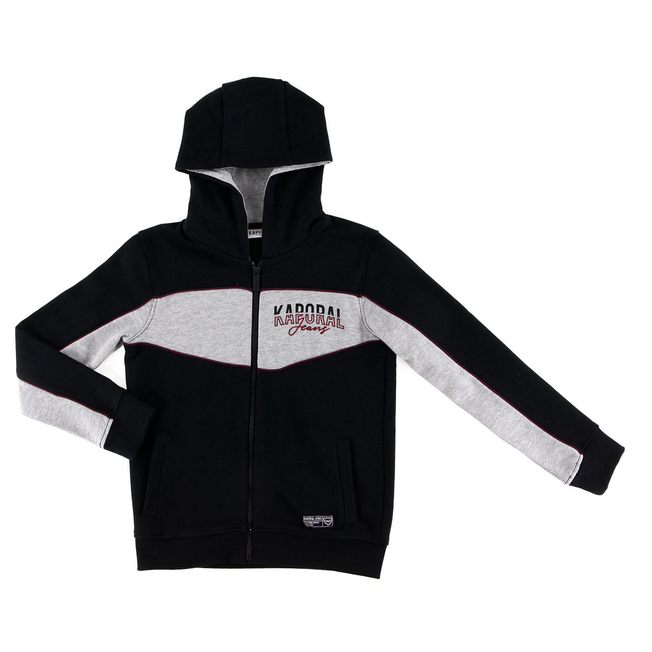 Sweat zippé à capuche Bicolore noir/gris - Vente Privée Kaporal 5 ...