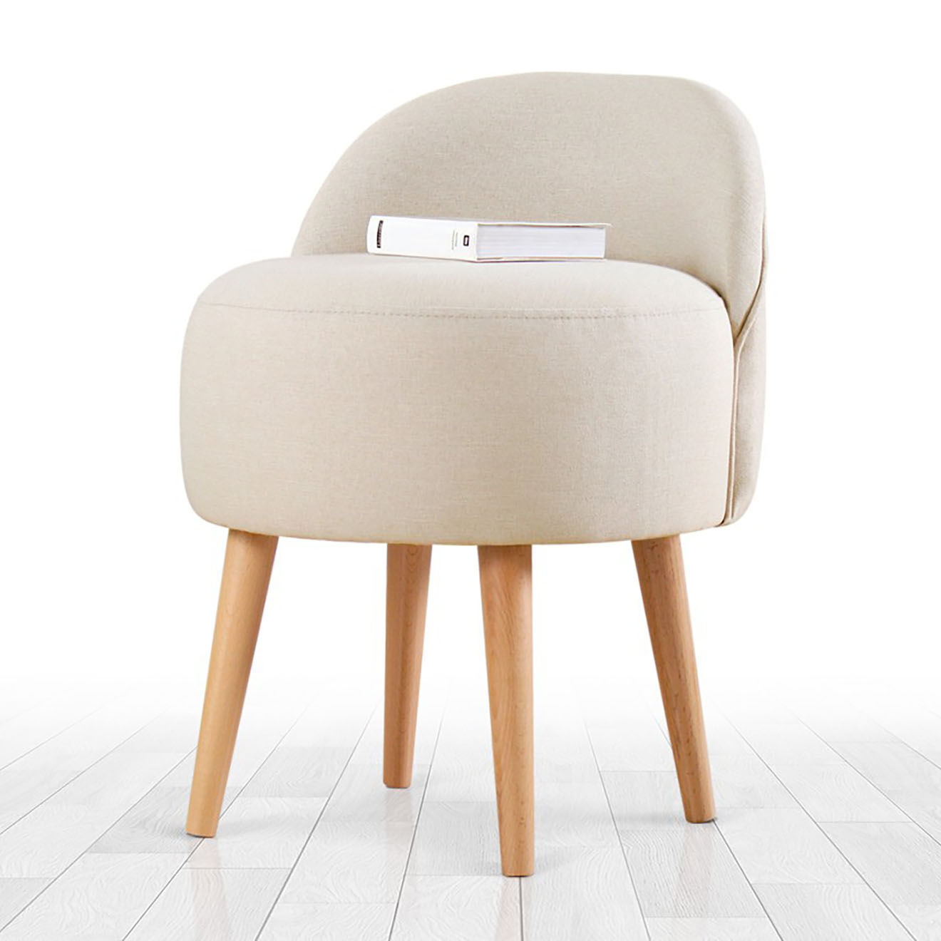 Chaise pouf Corvile crème - 64x48x42 cm - Vente privée Homitis - BazarChic