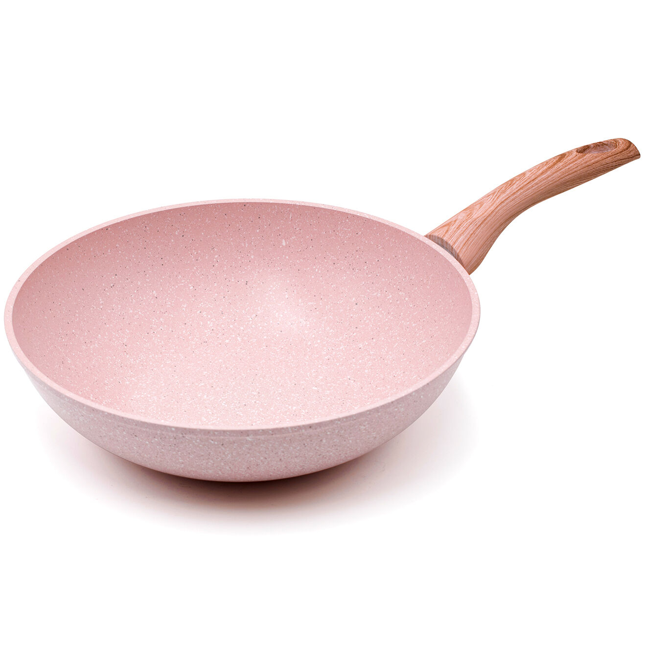 Wok induction en aluminium forgé Stonerose rose - D.28 cm - Vente ...