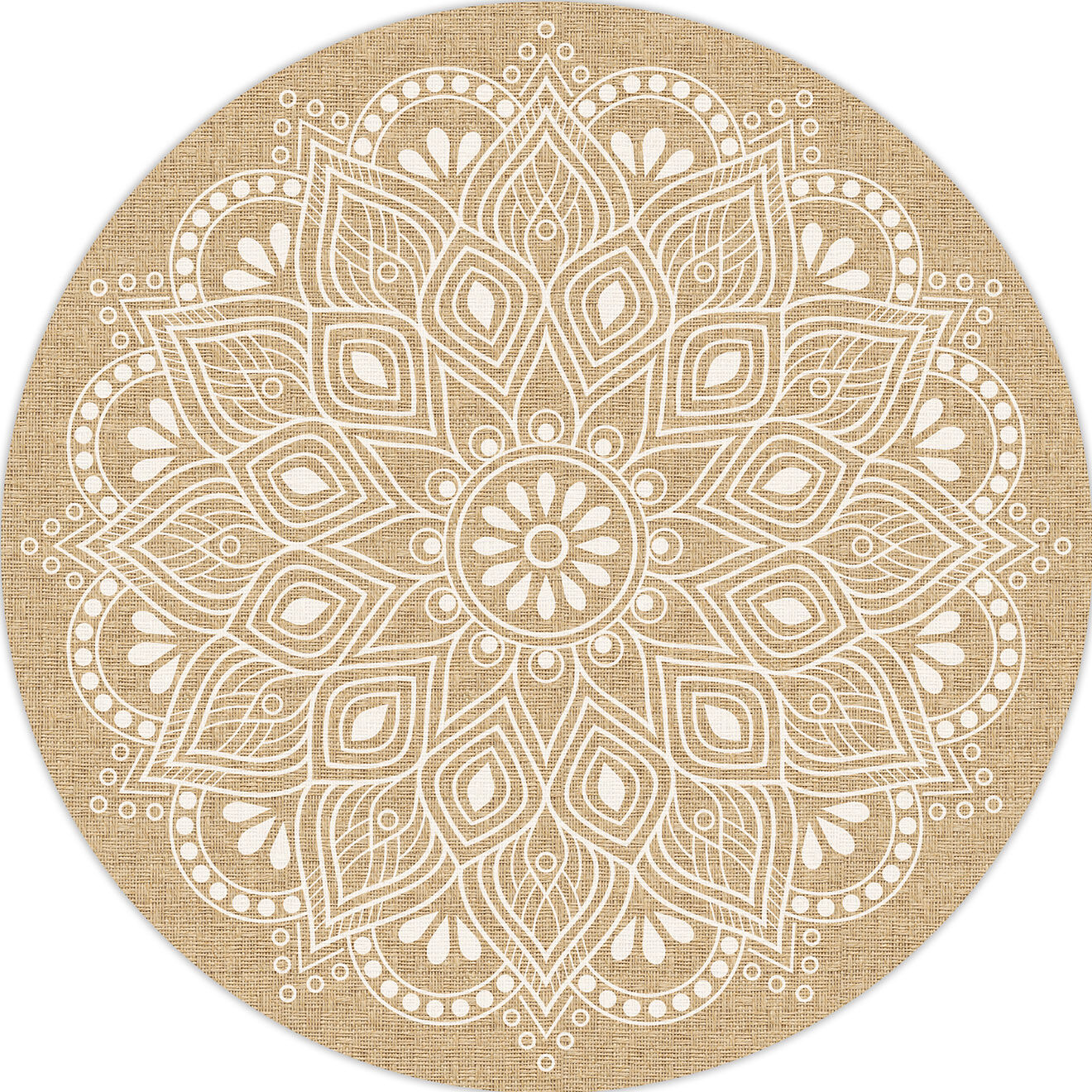 Tapis extérieur/intérieur Mandala Shanti beige - D.200 cm - Vente ...