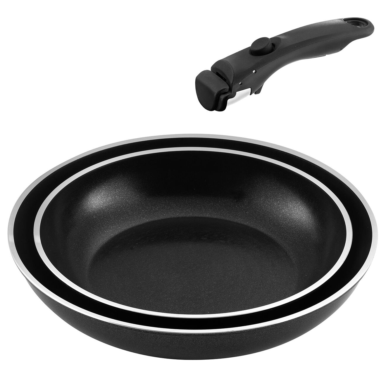 2 Poêles induction + 1 poignée Arom noires - D. 22/26 cm - Vente privée ...