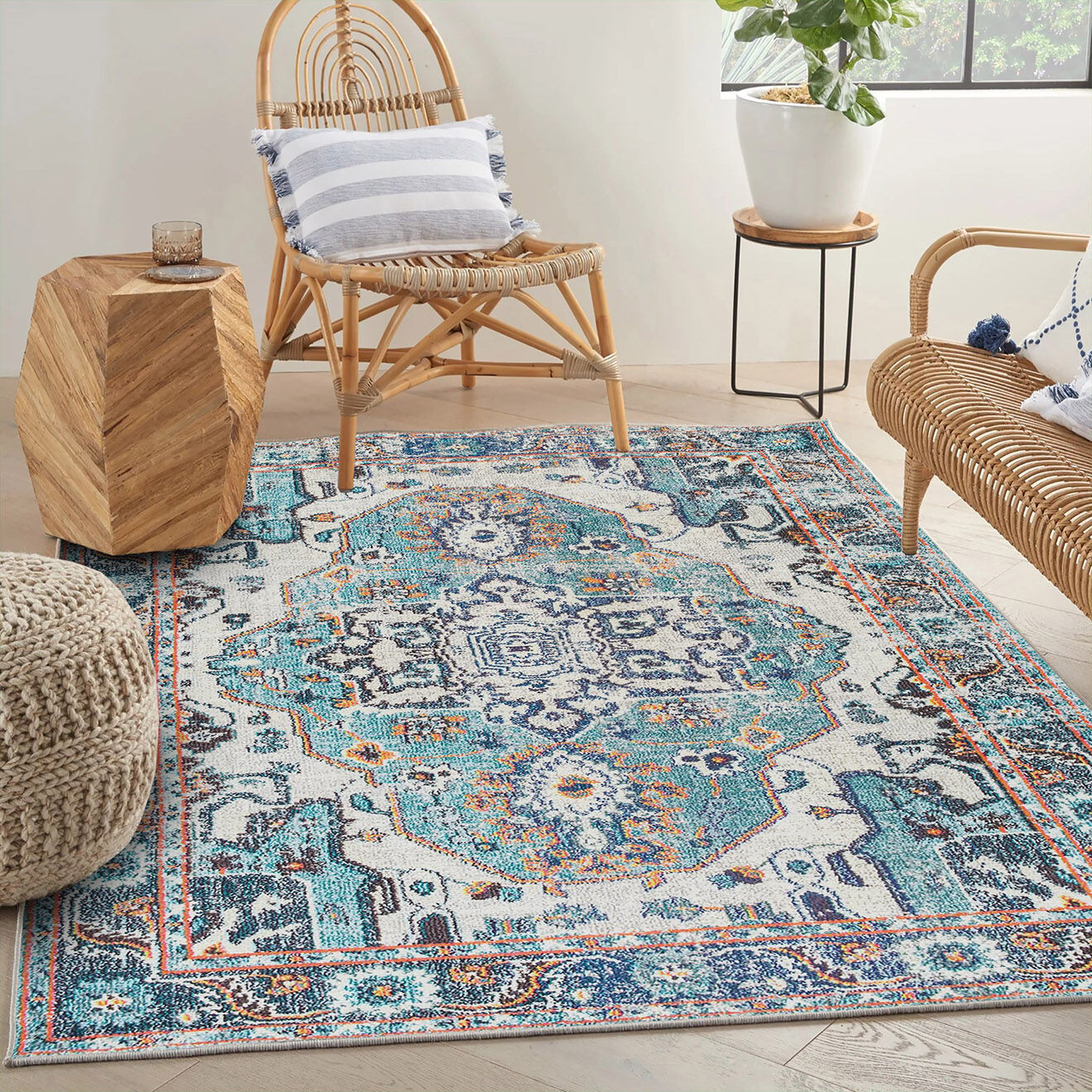 Tapis vintage bleu - Vente Privée Conceptum - BAZARCHIC