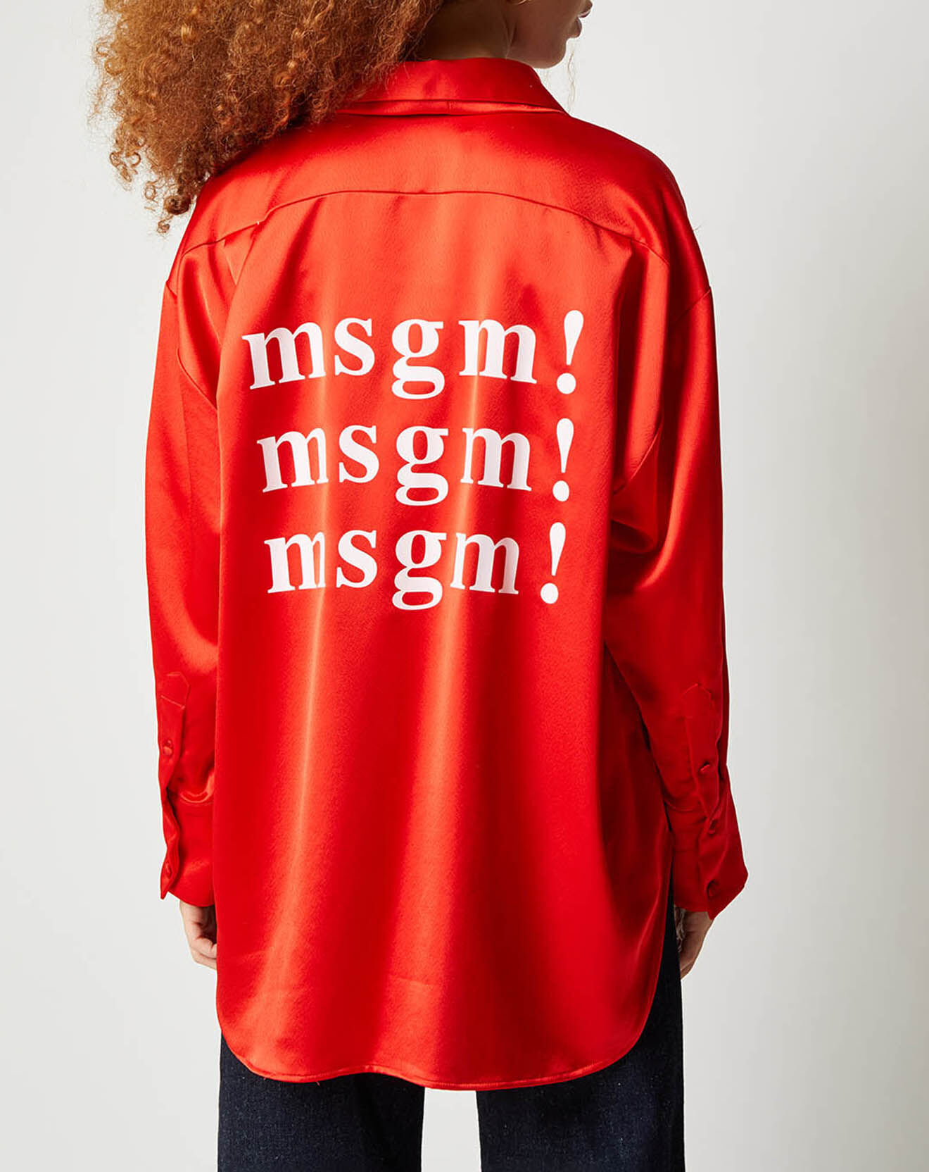 Chemise en satin logo au dos rouge - Vente Privée MSGM - BAZARCHIC