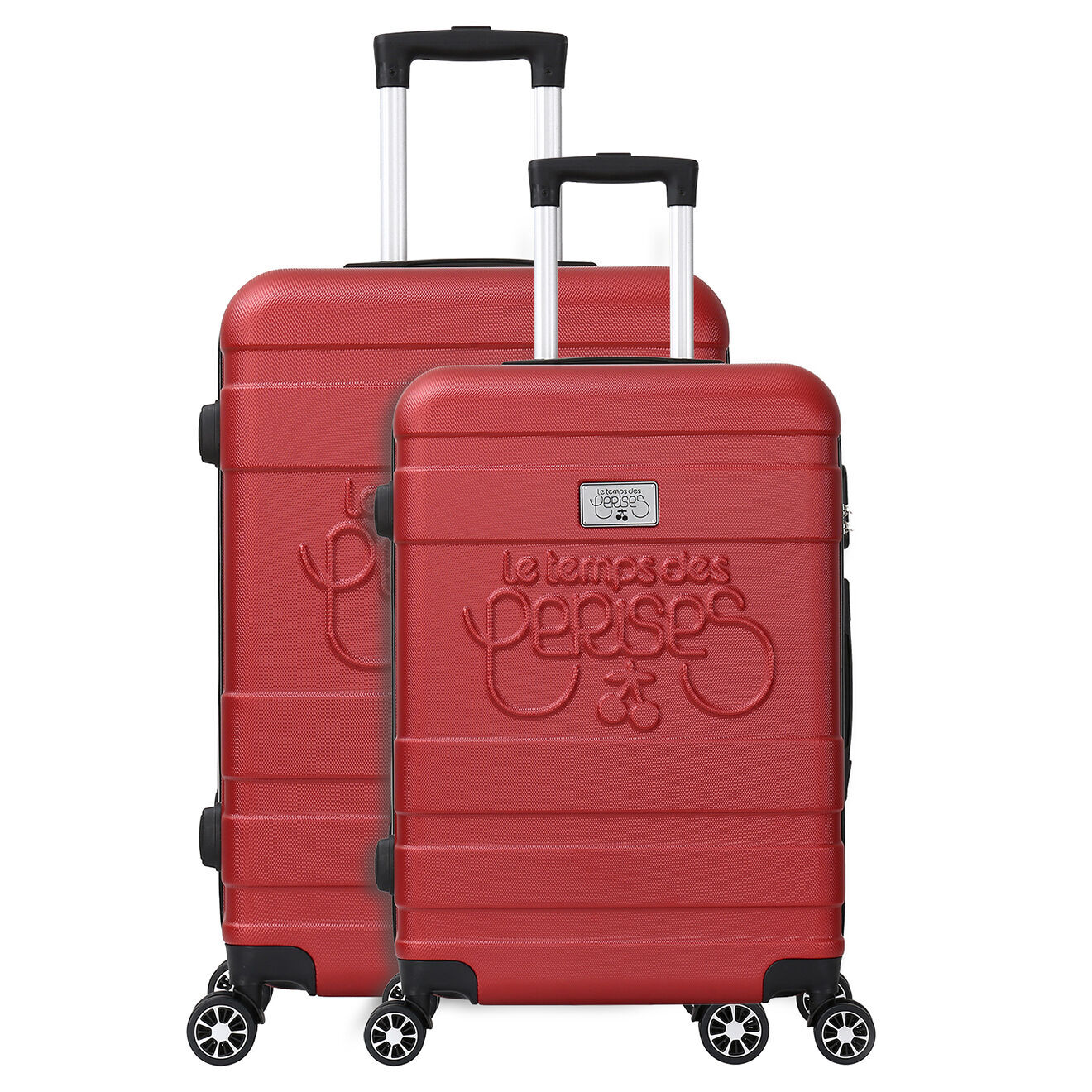 2 Valises Cabine 4 roues doubles Lyra 42/55 cm bordeaux - Vente privée ...