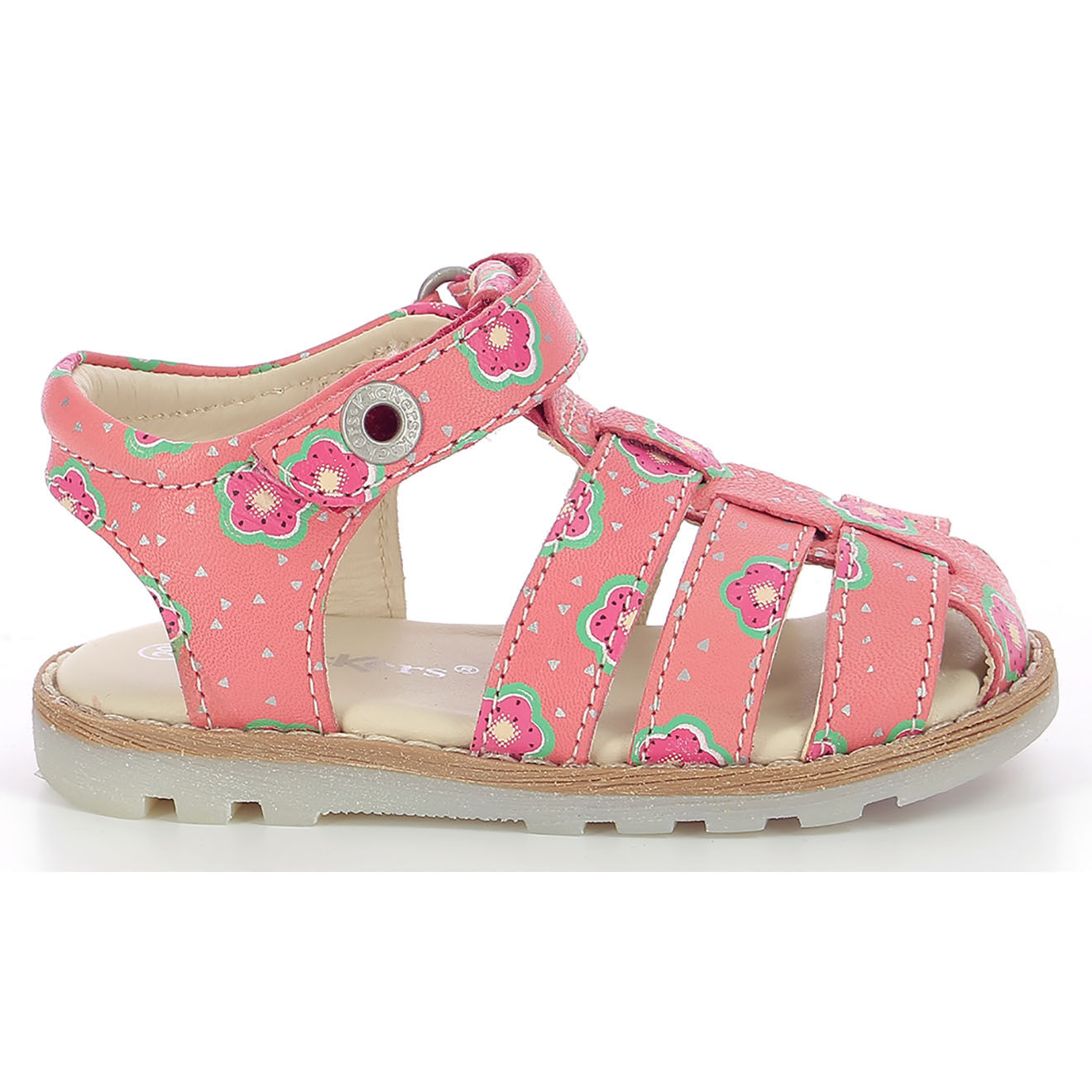Sandales en Cuir Nonosti rose/flower - Vente Privée Kickers - BAZARCHIC
