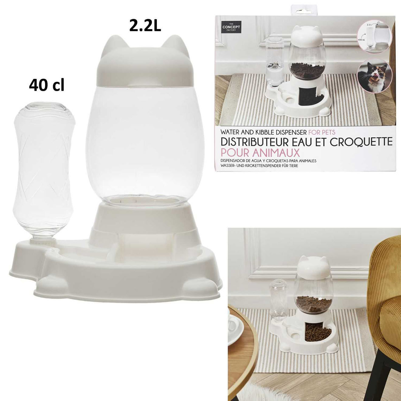 Distributeur eau et croquette blanc - Vente Privée The Concept Factory ...