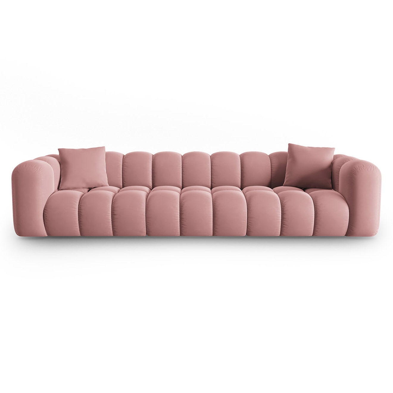 Canapé modulaire en Velours Halley 5 places rose - 318x87x70 cm - Vente ...