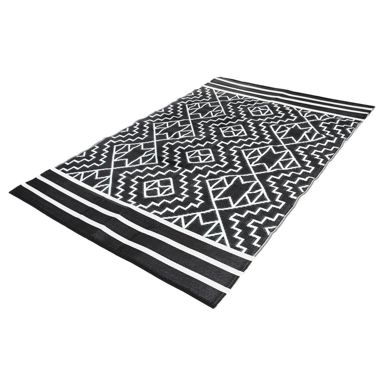 Tapis extérieur rectangulaire Inca motifs ethniques noir - 270x370 cm ...