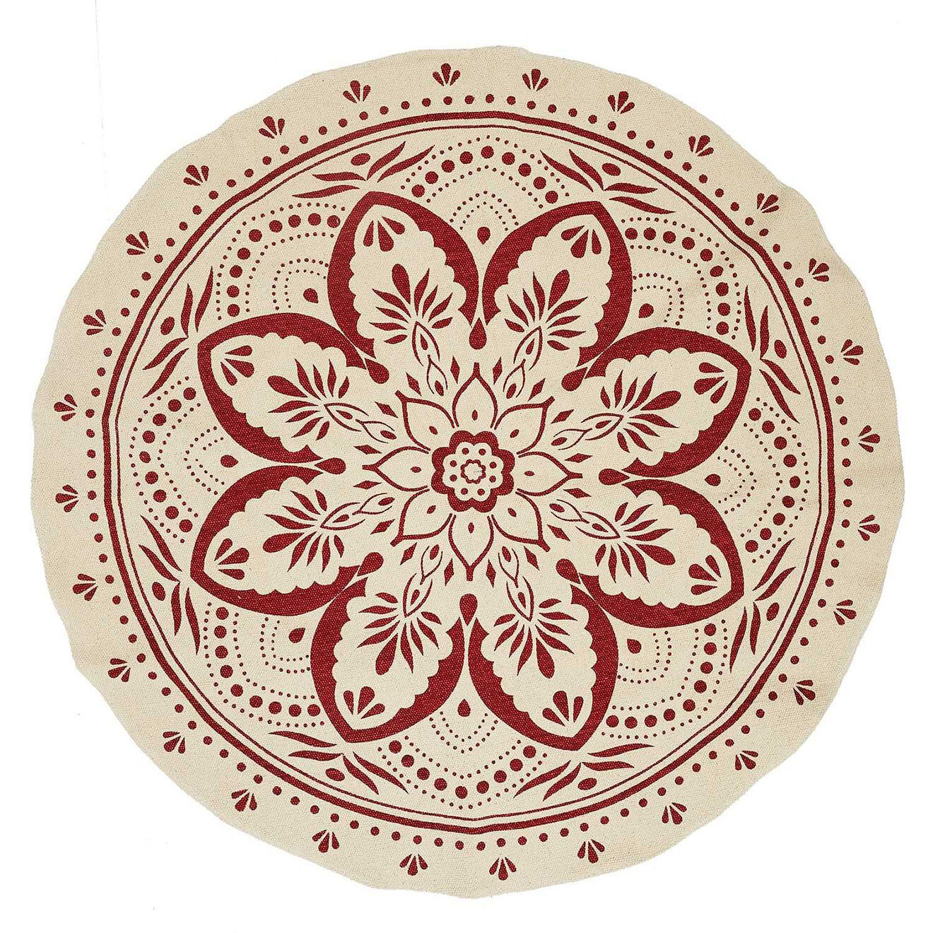 Tapis rond Mandala rouge/beige - D.120 cm - Vente privée Home Deco ...