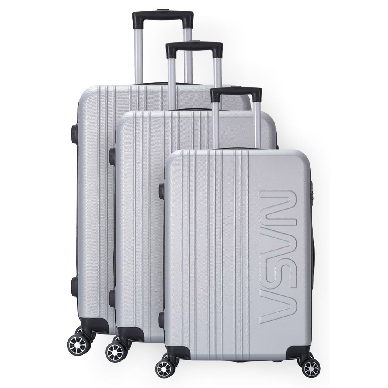 3 Valises 4 roues doubles Saturn 55/65/75 cm grises - Vente privée Nasa ...