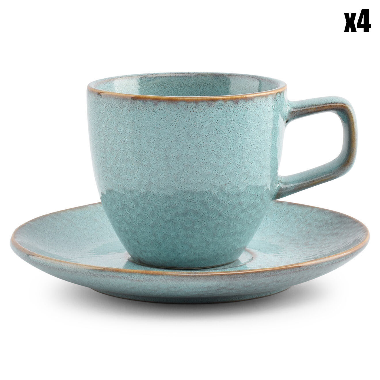 4 Tasses à café et soucoupes Mielo bleu/vert - 20 cl - Vente privée ...