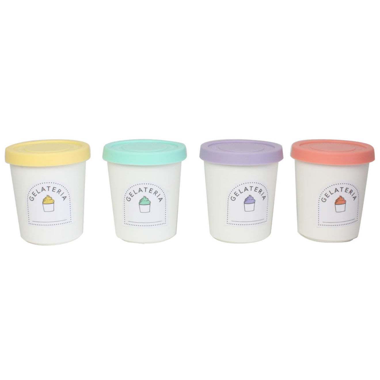 4 Pots à glace réutilisables Gelatéria multicolores - 220 ml - Vente ...