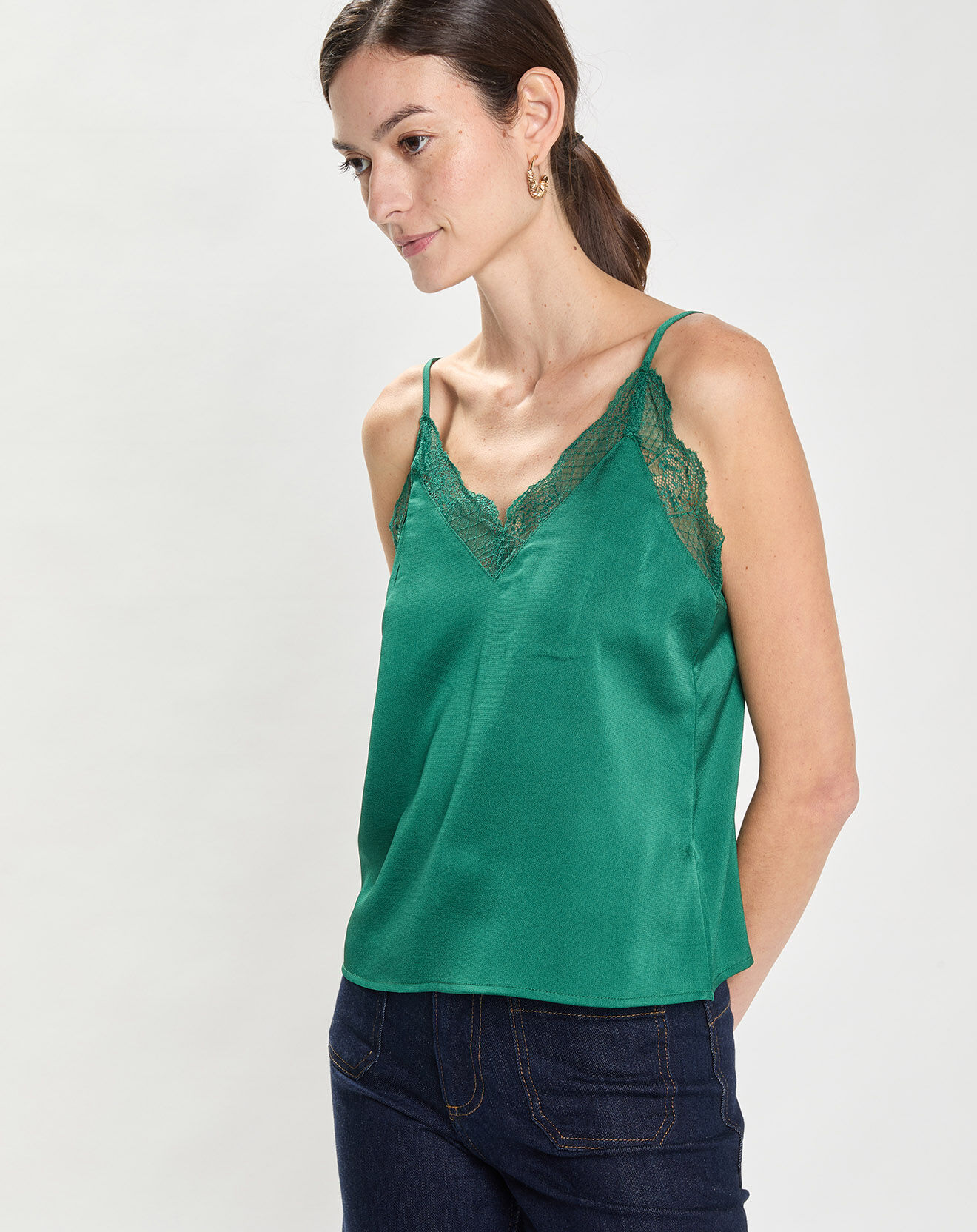 Caraco satiné Elonore vert - Vente privée La Petite Etoile - BazarChic