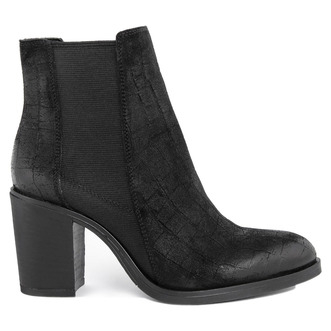 Bottines en Cuir Léna noires - Talon 8 cm - Vente privée Lab78 - BazarChic