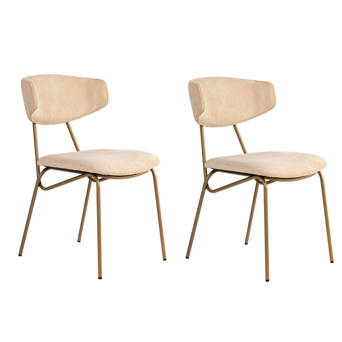 2 Chaises Nancy beige/doré - 48x80x59 cm - Vente privée Homitis - BazarChic