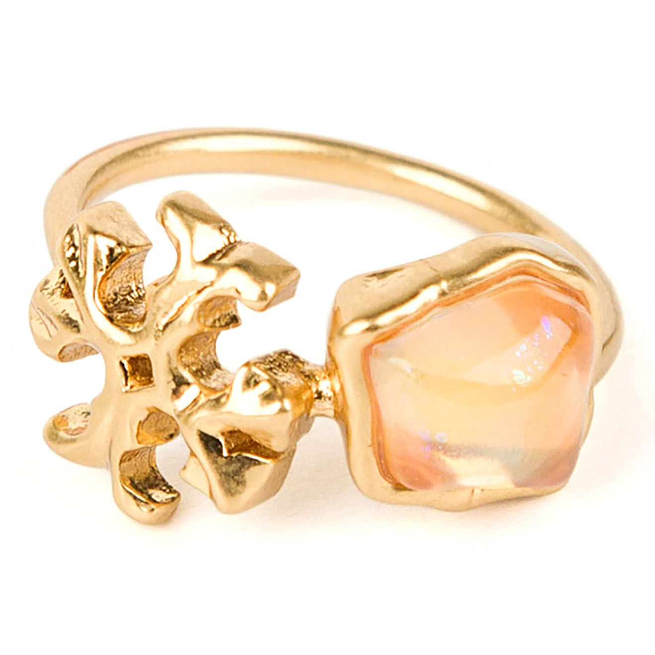 Bague délicate Roxanne doré/corail - Vente privée Tory Burch - BazarChic
