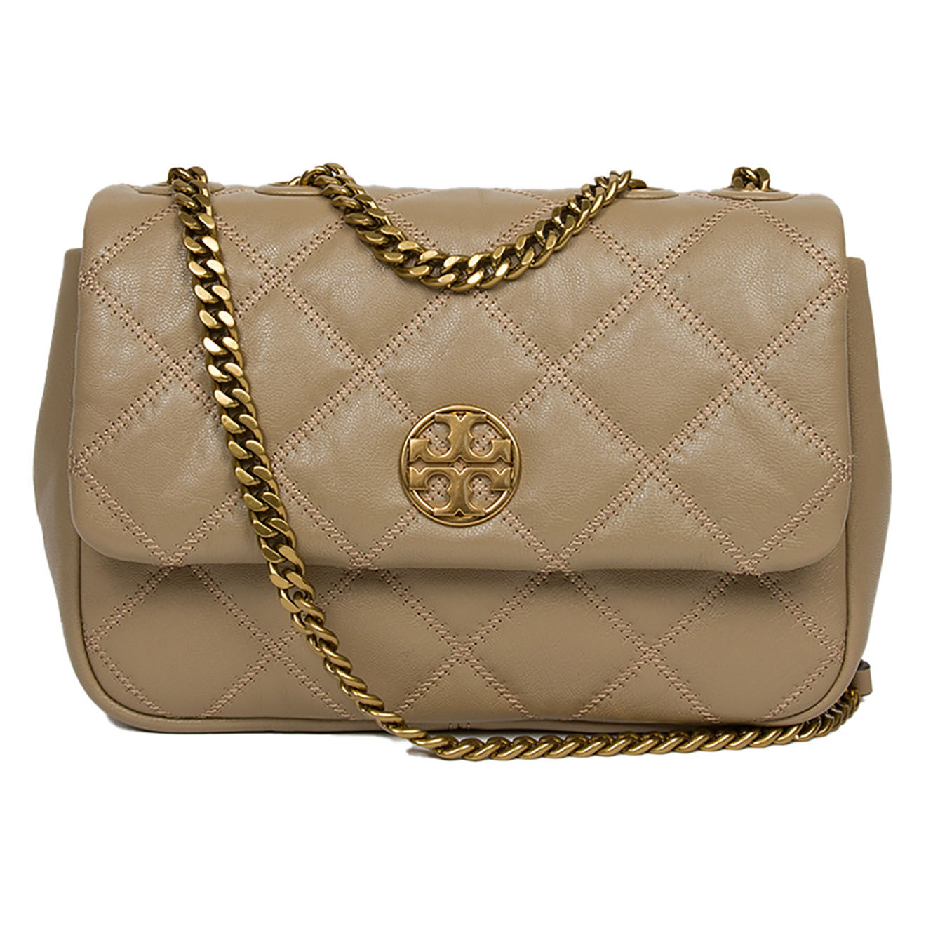 Sac bandoulière en Cuir Willa amande - 17x24x8 cm - Vente privée Tory Burch - BazarChic
