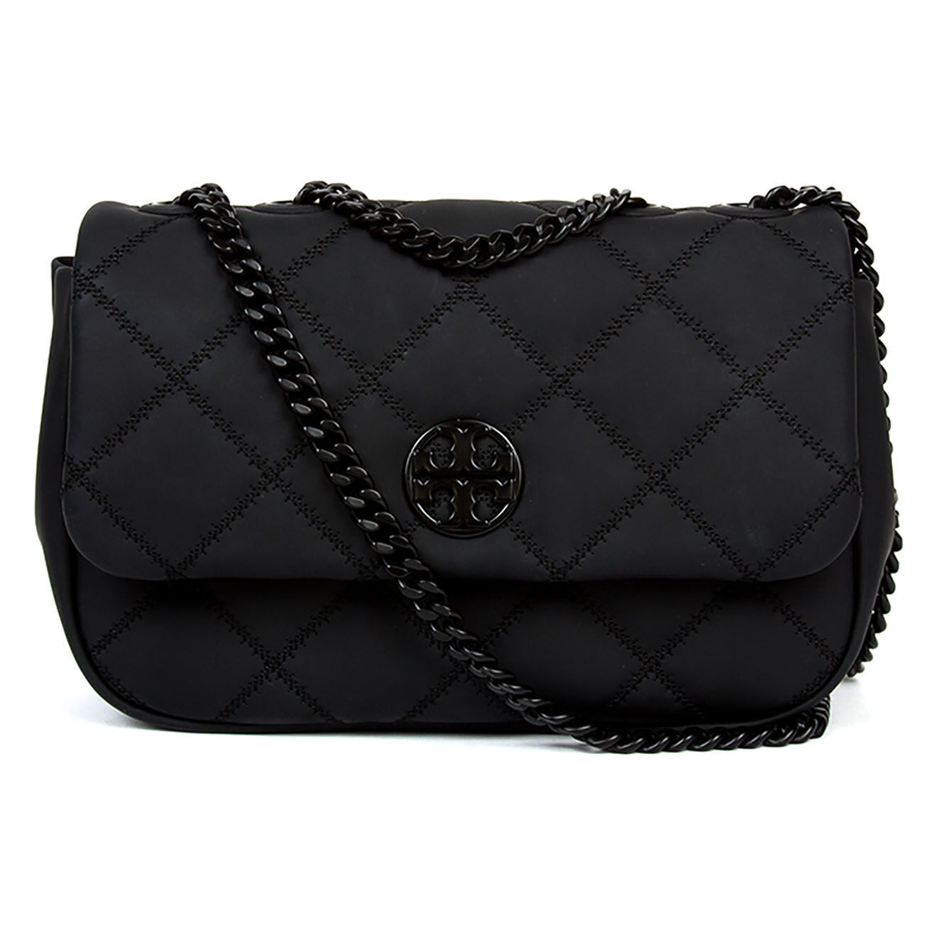 Sac bandoulière en Cuir Willa Matte noir - 24x18x4 cm - Vente privée Tory Burch - BazarChic