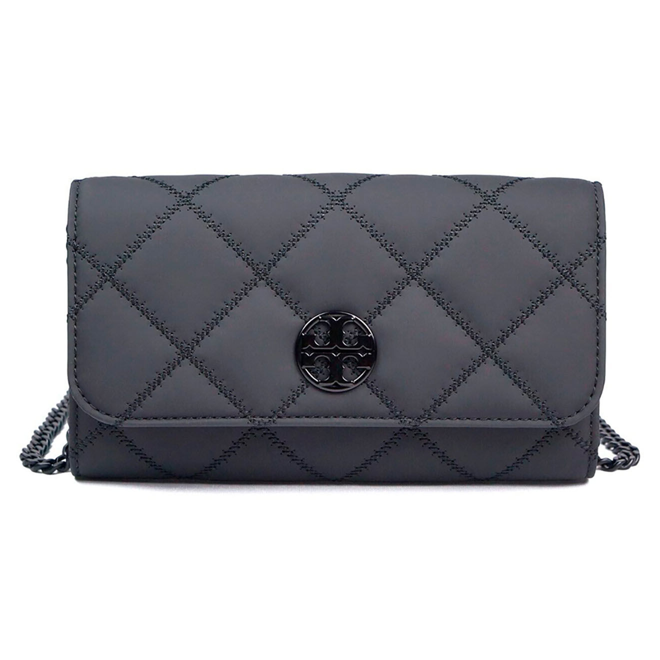 Pochette en Cuir Willa Matte noire - 19.7x11.1x5 cm - Vente privée Tory Burch - BazarChic