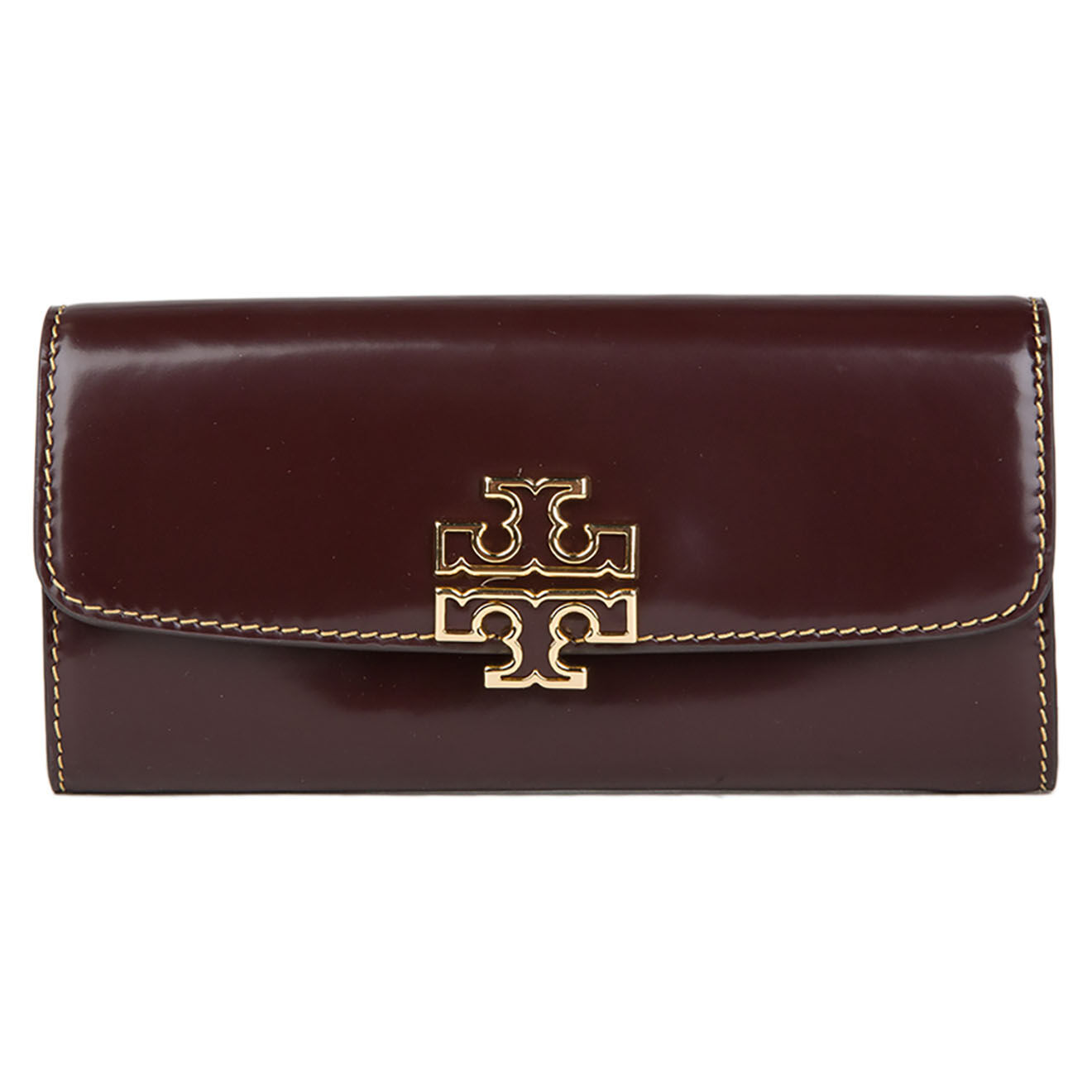 Portefeuille en Cuir Britten rouge bordeaux - 19x9x4 cm - Vente privée Tory Burch - BazarChic