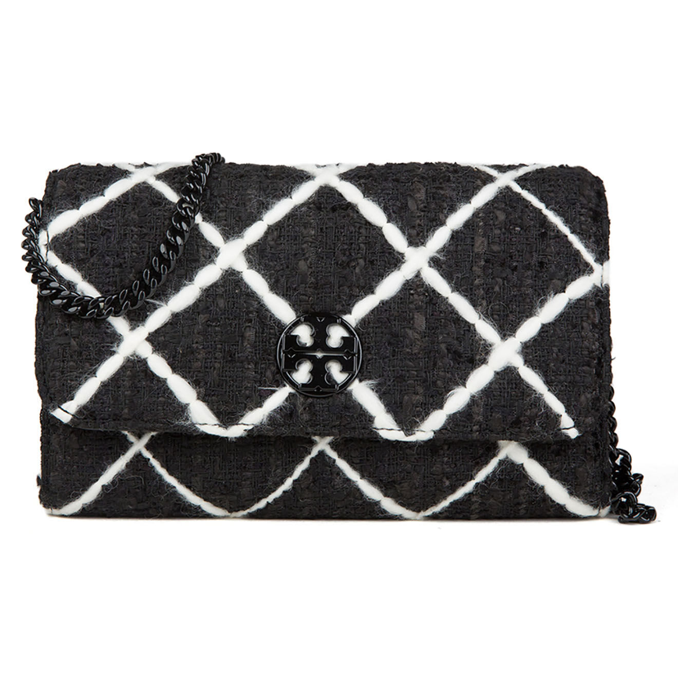 Pochette Willa en tweed noire - 20x12x5 cm - Vente privée Tory Burch - BazarChic