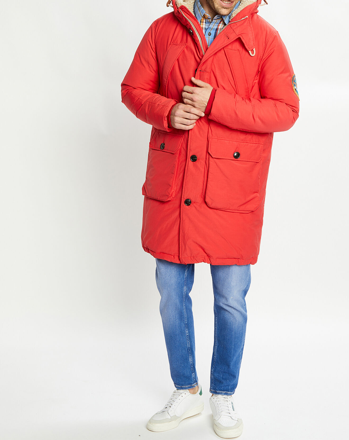 Parka Padded Patch rouge - Vente Privée Scotch & Soda - BAZARCHIC