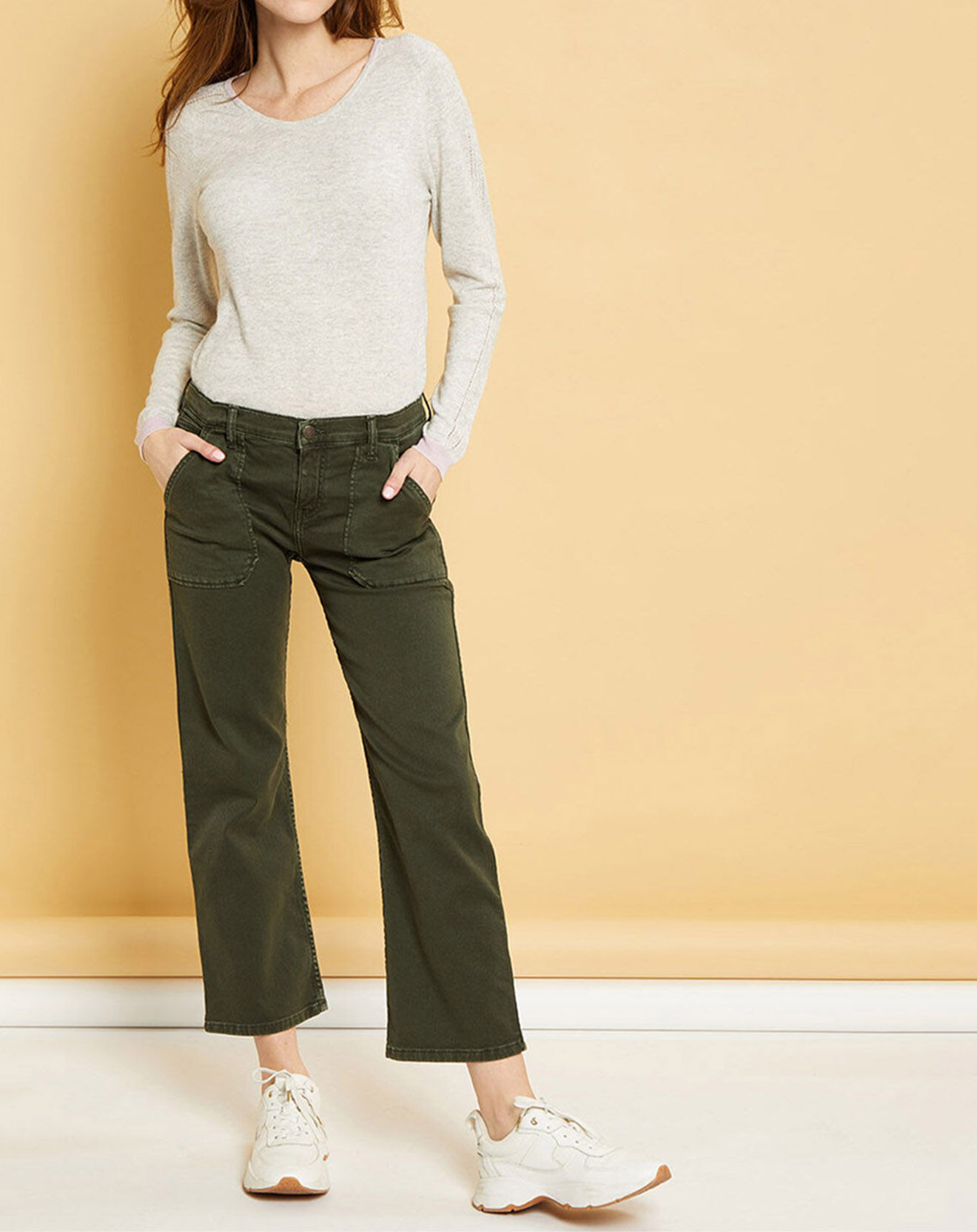 Jean wide-leg Georgia vert forêt - Vente Privée Acquaverde - Bazarchic