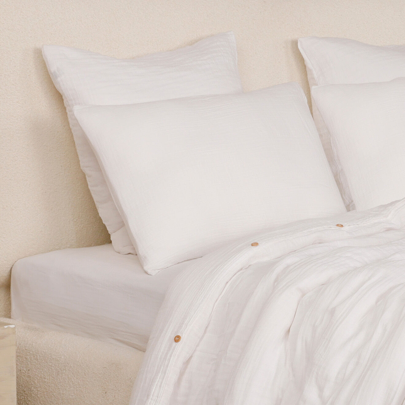 Taie D'oreiller 100% Gaze de Coton Lavé blanc pur - Vente privée Baton ...