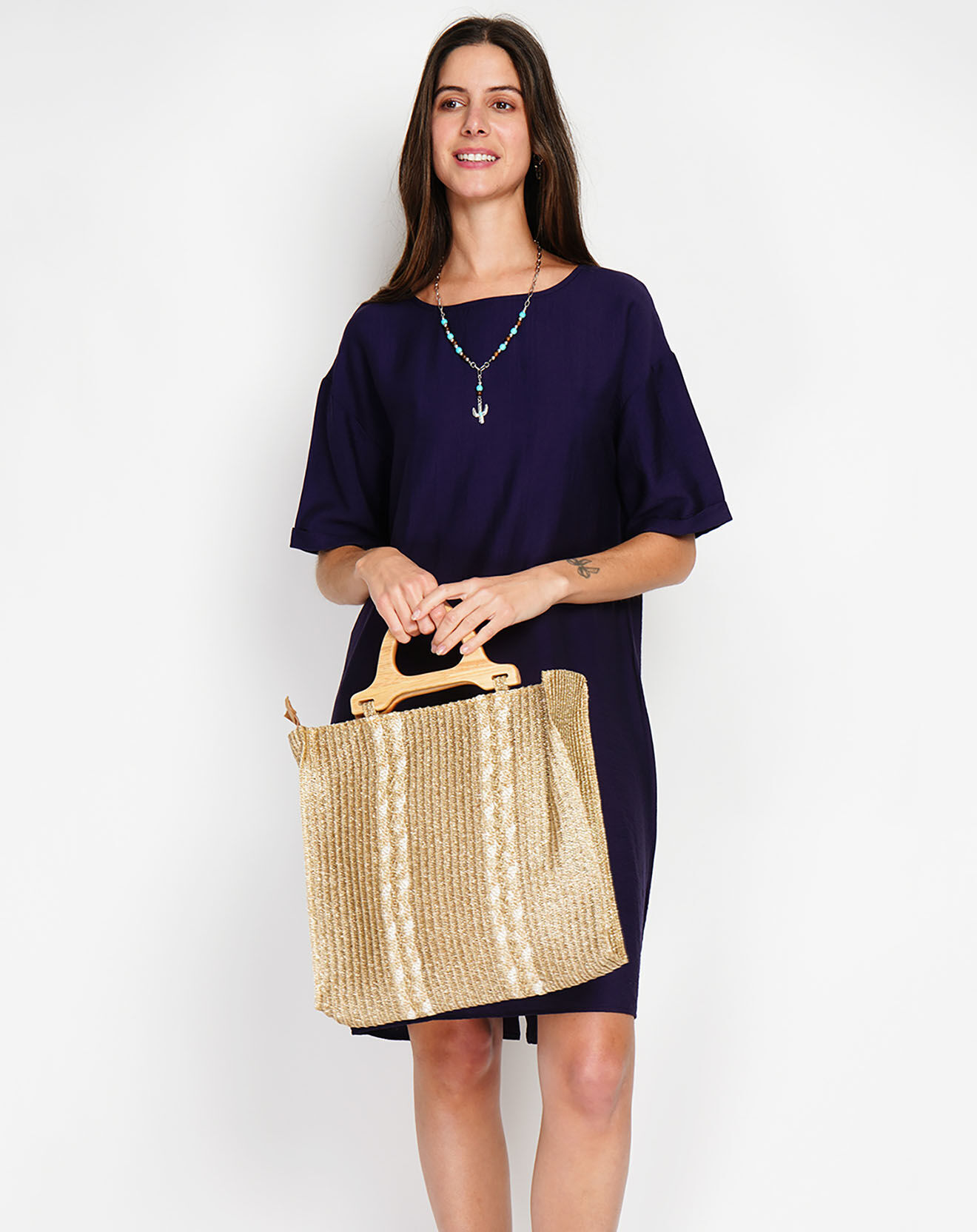 Robe en Lin mélangé Julie marine - Vente Privée William de Faye - BAZARCHIC