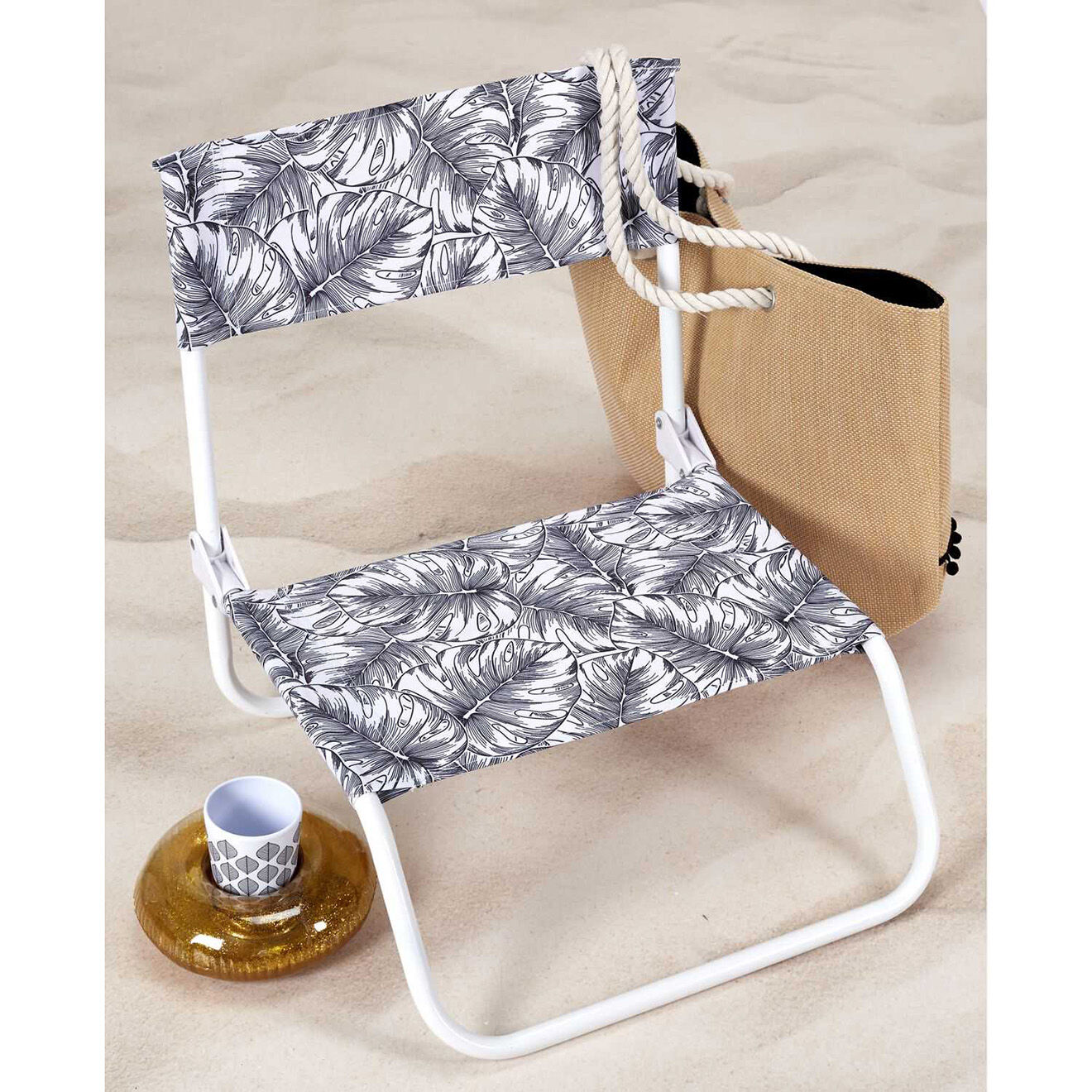 Chaise de plage pliante Natural Wild blanc/noir - 44.5x52x50 cm - Vente ...