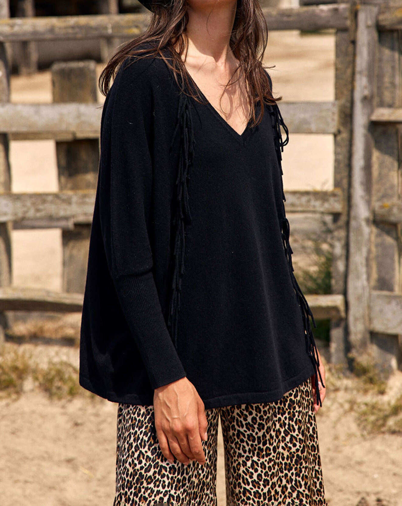 Pull 100% Laine Naomi noir - Vente Privée Lauren Vidal - BAZARCHIC