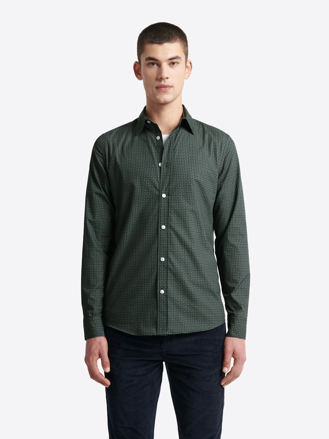 Chemise à motif en coton verte - Vente Privée Devred - BAZARCHIC