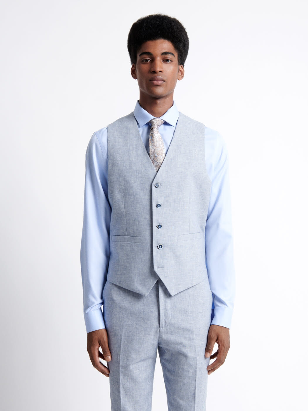 Gilet de costume 100% Lin armuré bleu ciel - Vente Privée Devred ...