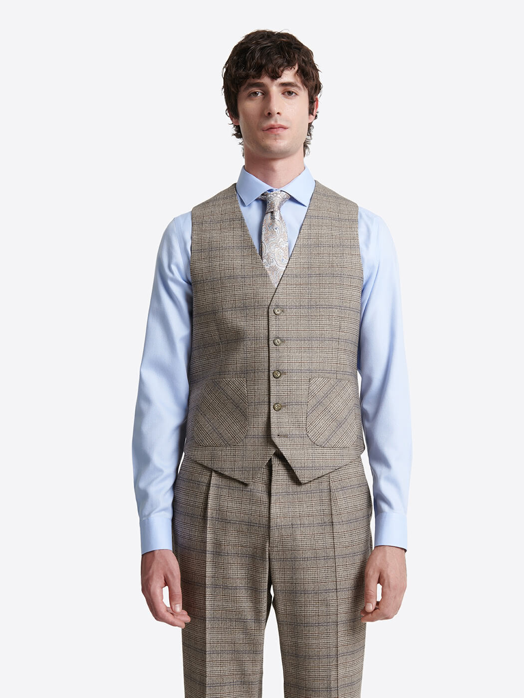 Gilet de costume stretch à carreaux chestnut - Vente Privée Devred ...