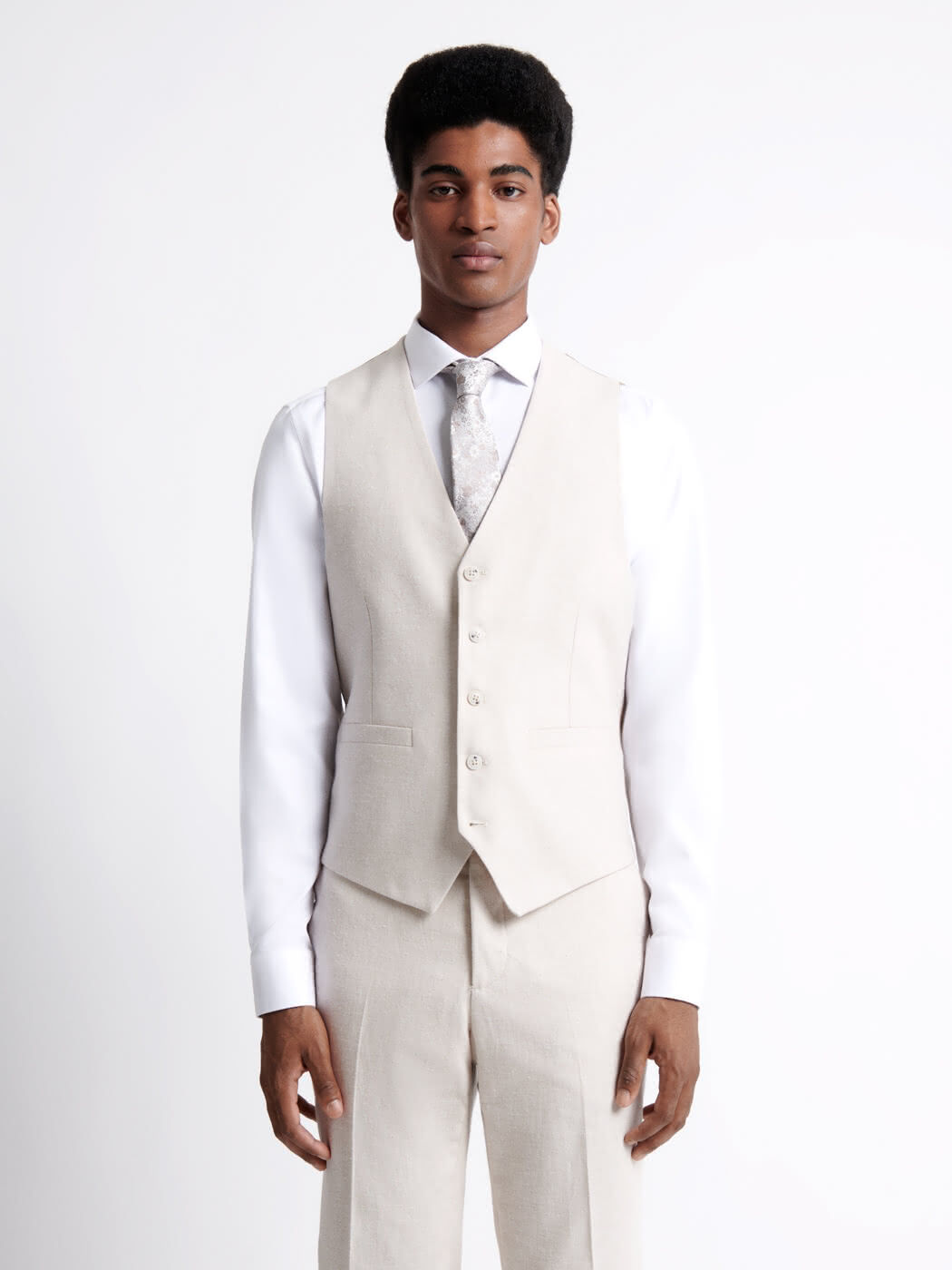 Gilet de costume en 100% coton lin grège - Vente Privée Devred - BAZARCHIC