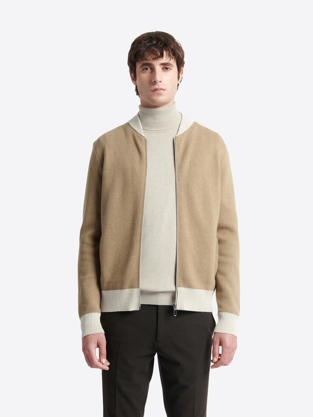 Gilet col teddy en Coton & Cachemire bicolore new camel - Vente Privée ...