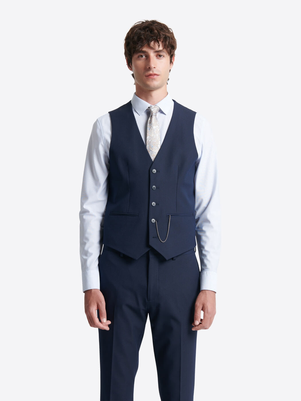 Gilet de costume bistretch bleu marine - Vente Privée Devred - BAZARCHIC