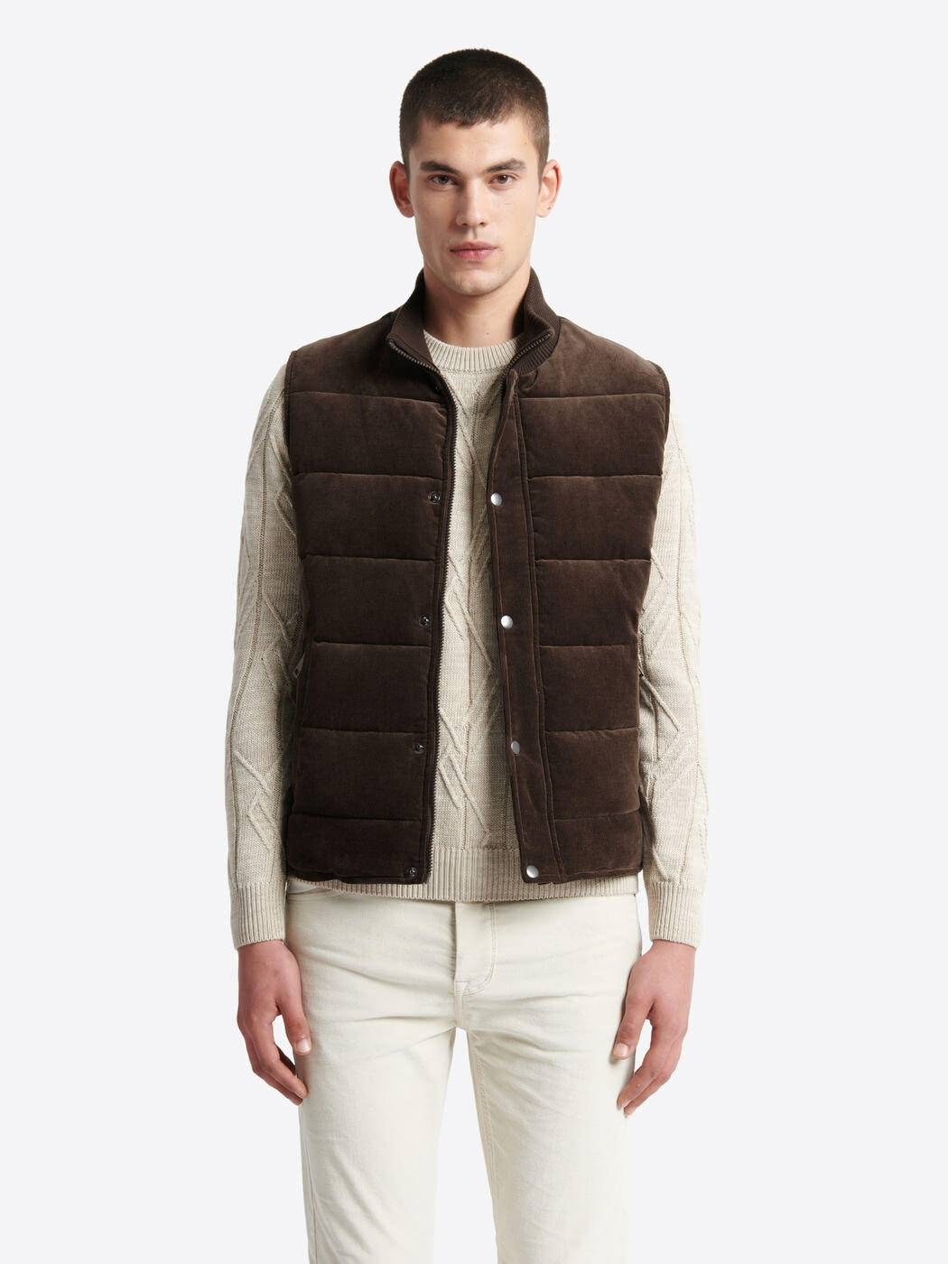 Gilet sans manche en velours choco - Vente Privée Devred - BAZARCHIC