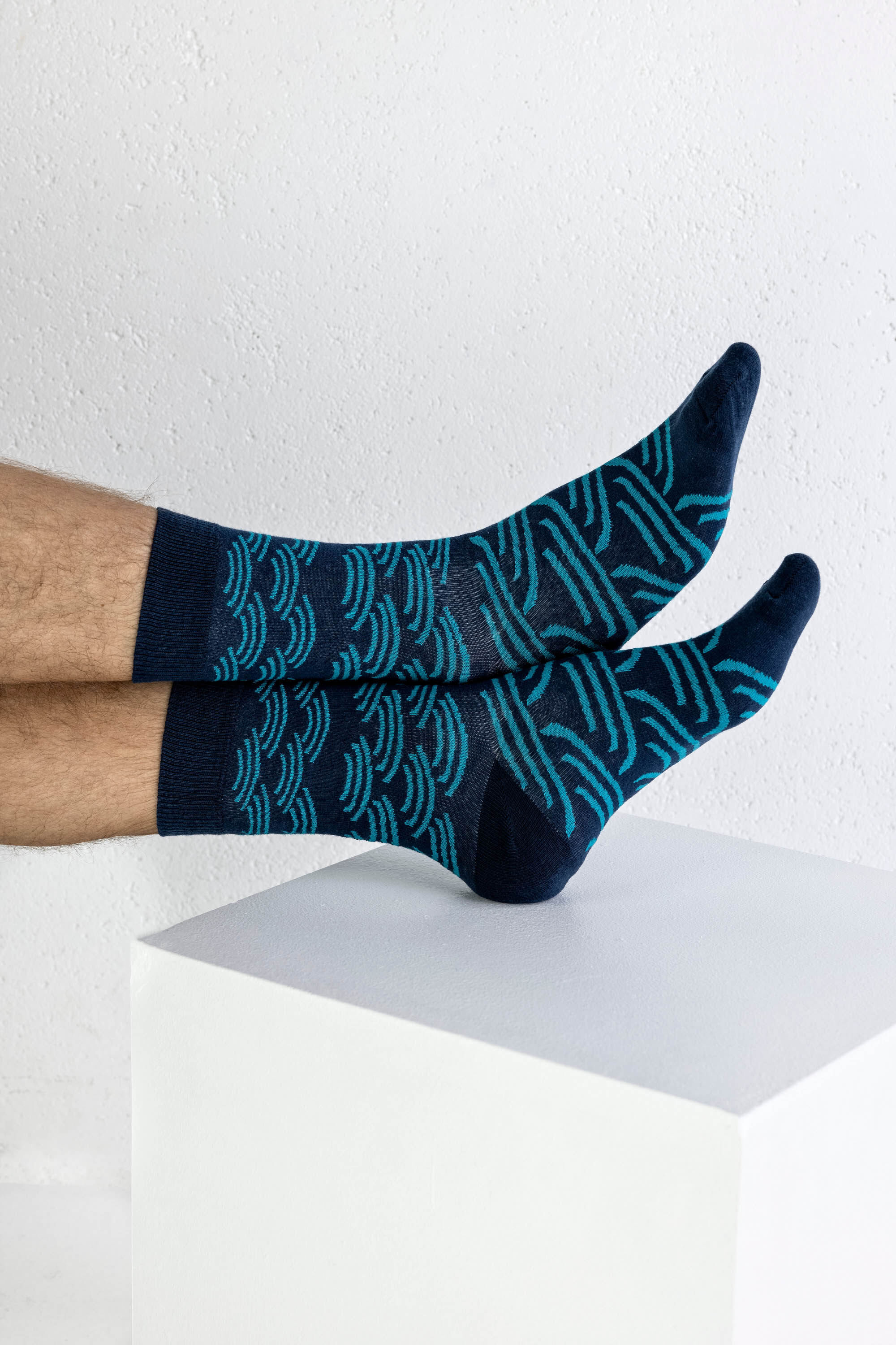 Chaussettes en coton bleues - Vente Privée Funky Steps - BazarChic