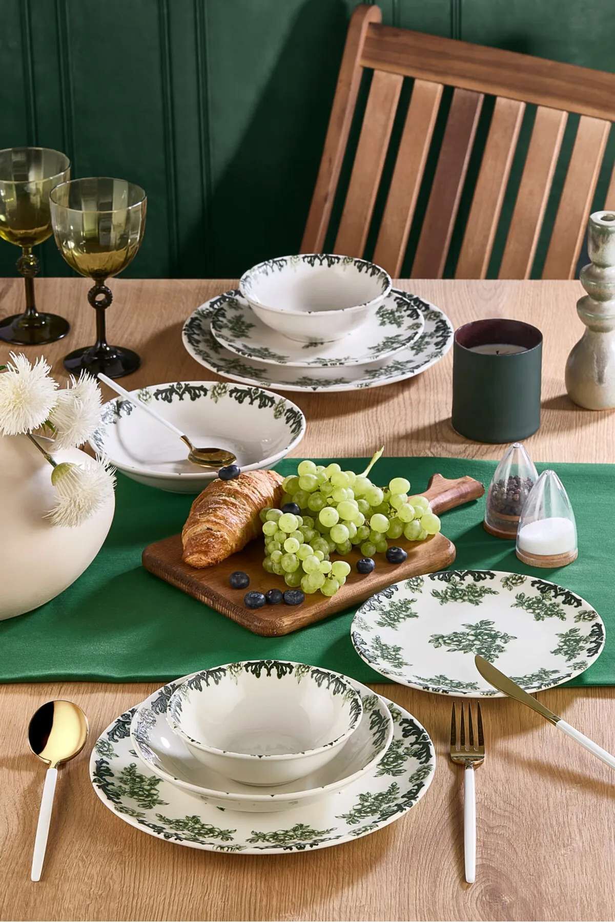 Service de table kaki/menthe - 24 pièces - Vente Privée Hermia Concept ...